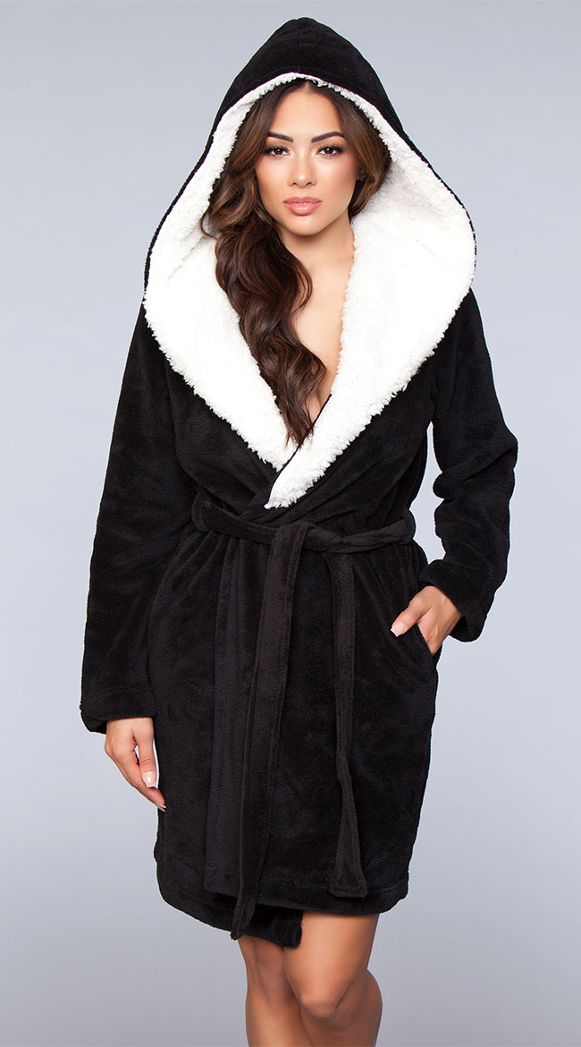 Janet Two-Tone Fleece Robe , Comfortable Warm Loungewear - Yandy.com