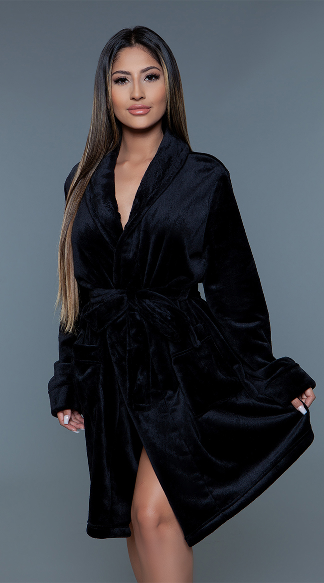 Kaylee Cozy Robe, Short Plush Robe - Yandy.com