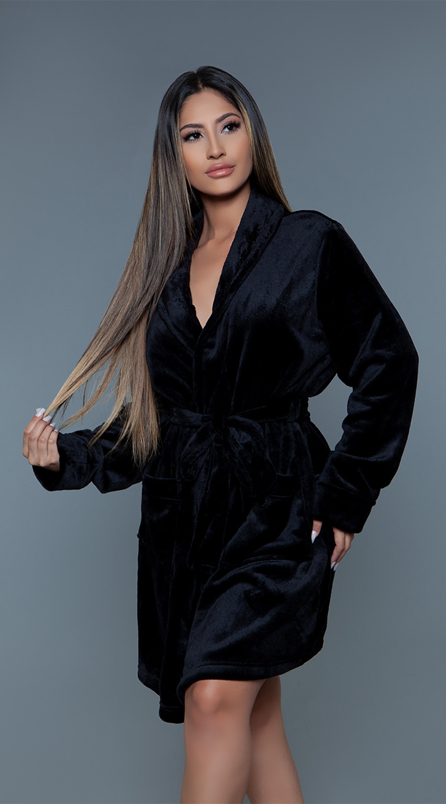 Kaylee Cozy Robe, Short Plush Robe - Yandy.com