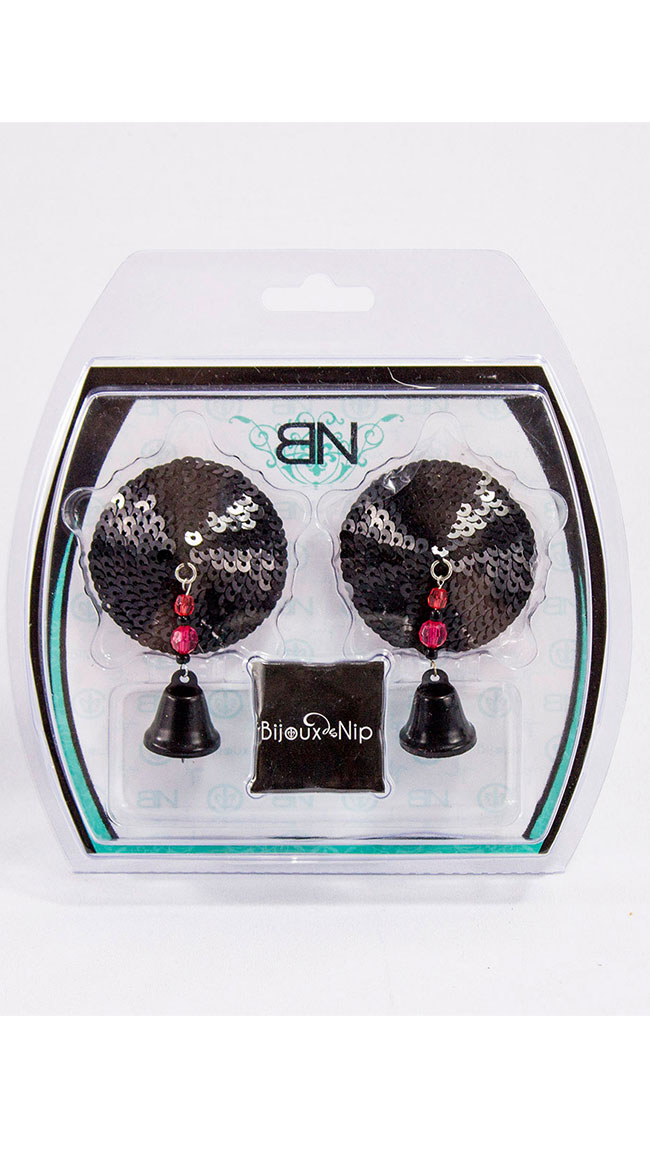 Black Sequin Bell Nipple Covers, Black Sequin Nipple Covers - Yandy.com