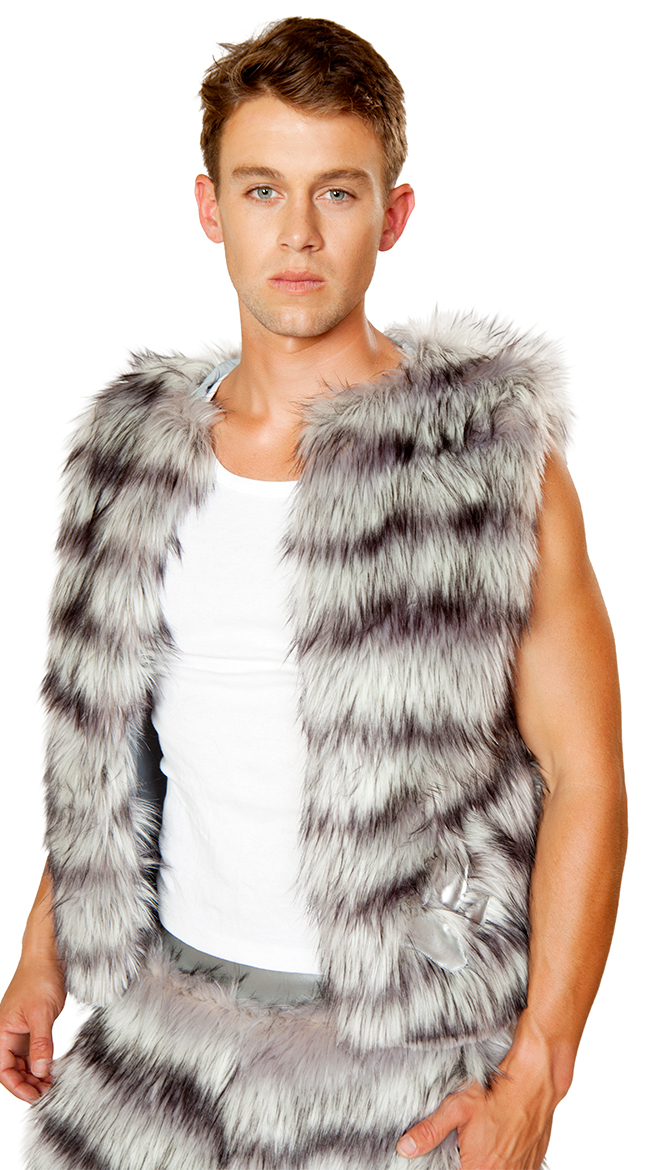 Mens Wolf Vest, Grey Wolf Vest