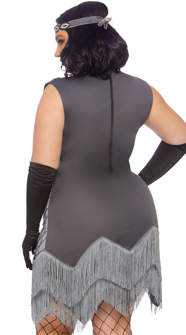 Plus Size Roaring Roxy Costume, plus size silver flapper costume ...