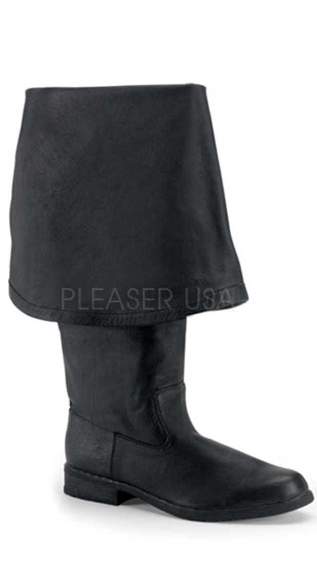 Men's Pirate Boot with Bell Cuff, Men's 1 1/2"black Pirate Boot W/ 11 ...
