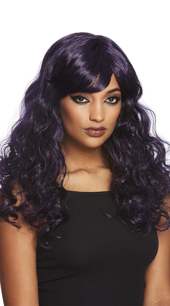 Gothic Seductress Curly Wig, Purple Curly Costume Wig - Yandy.com