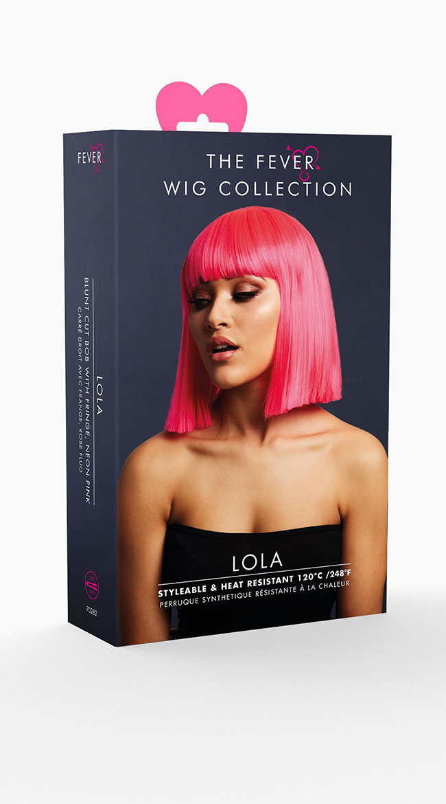 Lola Neon Pink Blunt Bob Wig, Pink Short Wig Accessory - Yandy.com