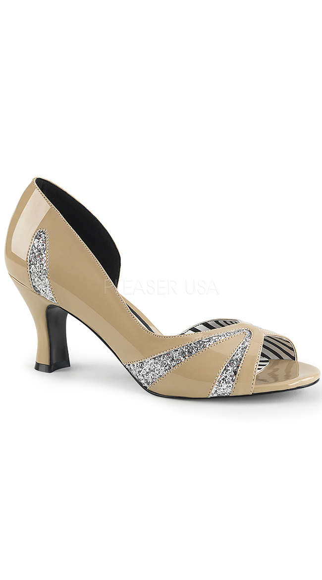 3" Glittering D'Orsay Pump, Open Toe Pump - Yandy.com