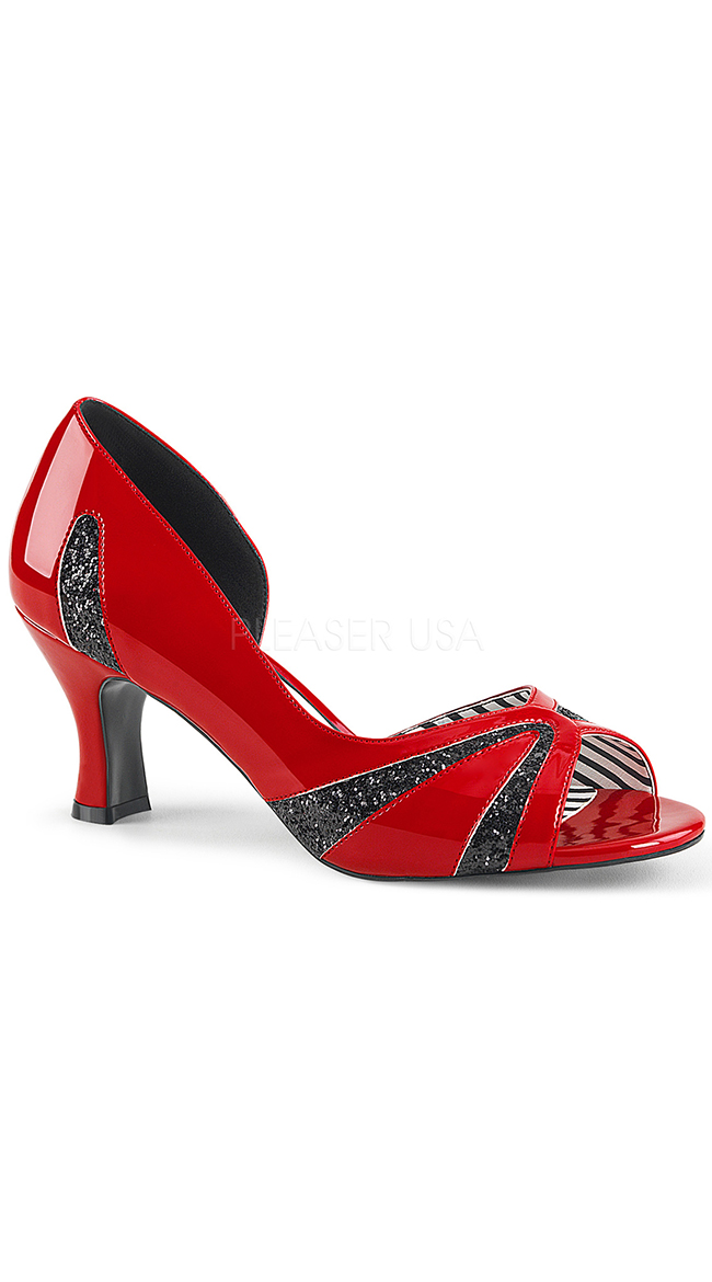 3" Glittering D'Orsay Pump, Open Toe Pump - Yandy.com