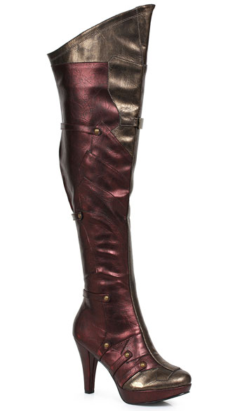 Metallic Thigh High Boots, faux leather boots - Yandy.com