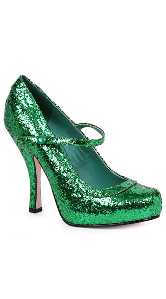 4" Glittery Mary Jane Heels, glitter heels - Yandy.com