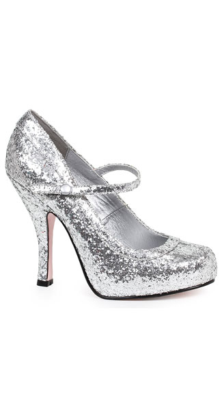 4" Glittery Mary Jane Heels, glitter heels - Yandy.com
