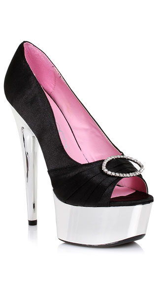 6" Satin Embellished Heels, chrome satin heels - Yandy.com