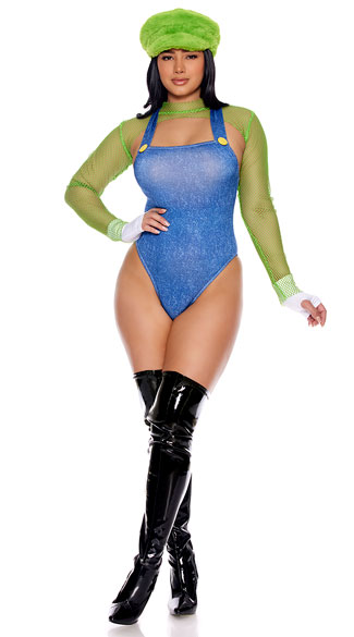 Level Up Plumber Costume Sexy Green Plumber Costume