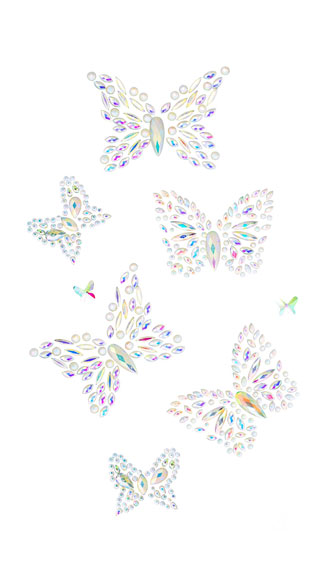 Glow in the Dark Aurelia Butterfly Gem Body Stickers, Butterfly Body ...