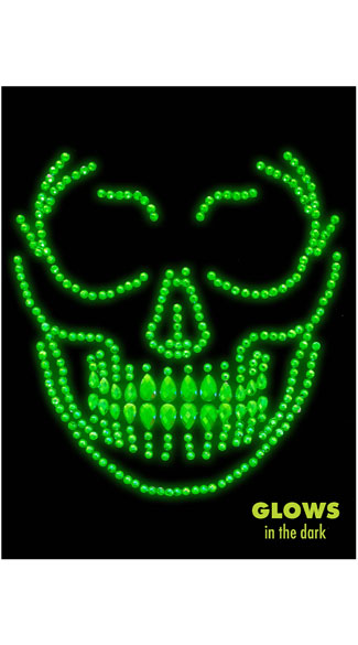 Glow in the Dark Skull Face Sticker, Jewel Skull Face Sticker - Yandy.com