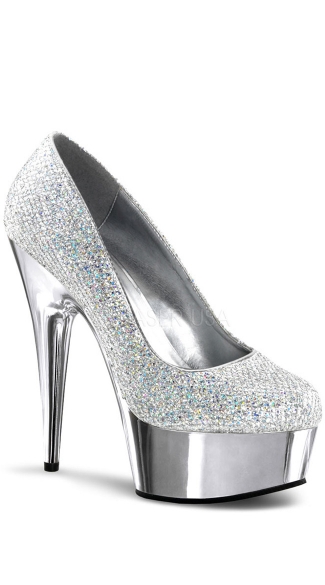 6 Inch Chrome Platform Pump, 6" Heel 1 3/4" Gold Chrome Platform Plain ...