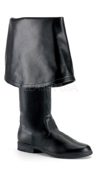 Men's Pirate Boot with Bell Cuff, Men's 1 1/2"black Pirate Boot W/ 11 ...