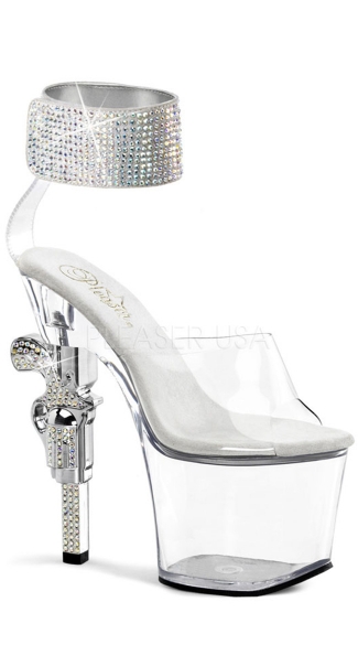 7" R/s Embellished Gun Heel, 3 1/4" Pf Sandal