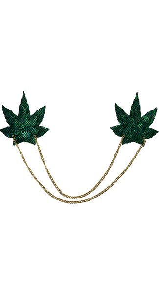 Chains: Shattered Glass Disco Ball Green Weed with Gold Chain Nipple ...