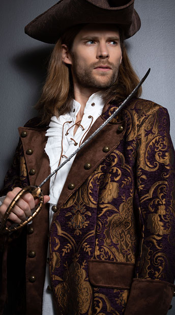 Men's Brocade Pirate Jacket, Men's Pirate Jacket, Men's Pirate Costume