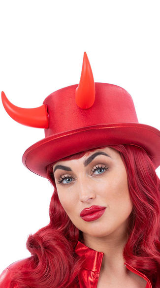 Deluxe Red Devil Top Hat, Red Devil Horn Hat - Yandy.com