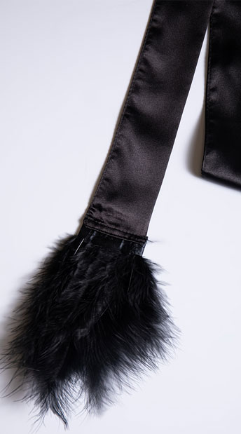 Yandy Feather Tickler Bondage Ties, Black Satin Tickler - Yandy.com