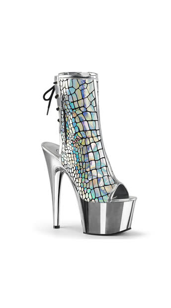 *7" Heel, 2 3/4" PF Open Toe/Heel Ankle Boot, Side Zip