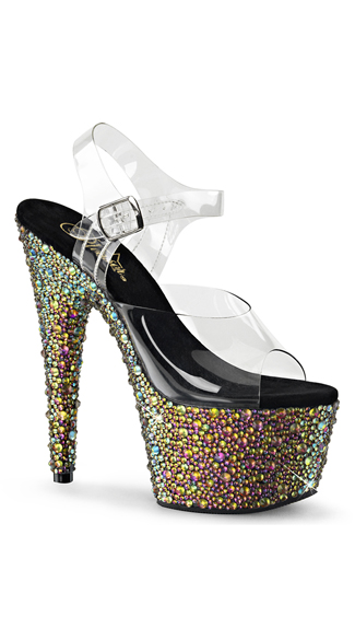 7" Platform Sandal with Multi-Sized Rhinestones, 7" Platform Sandals ...