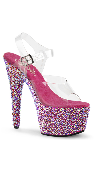 7" Platform Sandal with Multi-Sized Rhinestones, 7" Platform Sandals ...