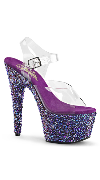 7" Platform Sandal with Multi-Sized Rhinestones, 7" Platform Sandals ...