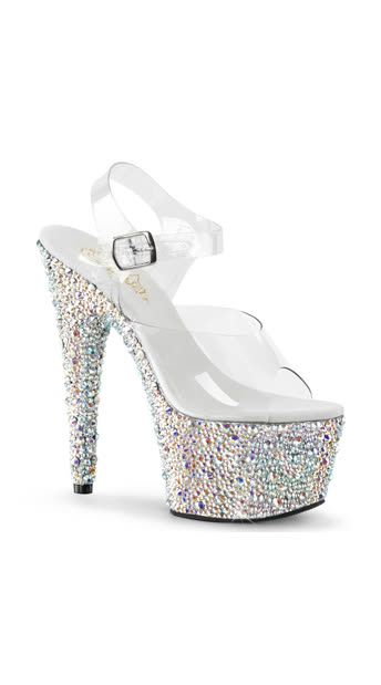 7" Platform Sandal with Multi-Sized Rhinestones, 7" Platform Sandals ...