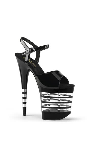 8" Striped Platform Sandal, Clear Stripe Detailing - Yandy.com
